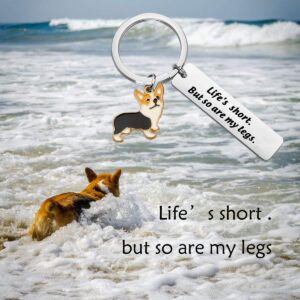 ENSIANTH Funny Corgi Keychain Life’s Short But So Are My Legs Keychain Dogs lover Gifts Inspirational Gift (Corgi Keychain 2)