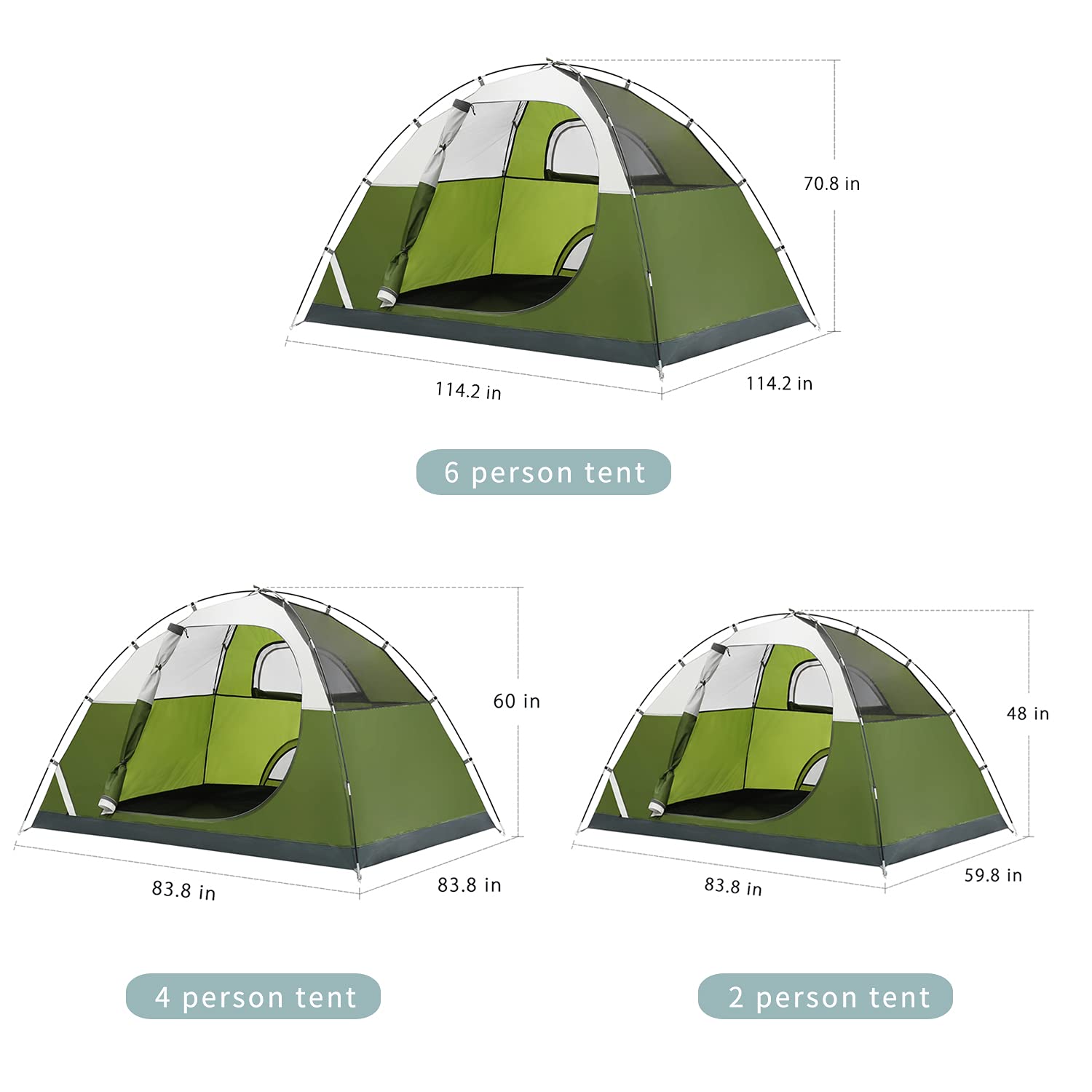 MOON LENCE Camping Tent 2 Person Tent Easy Setup Outdoor Tents Waterproof Double Layer for Camp and Backpacking Green