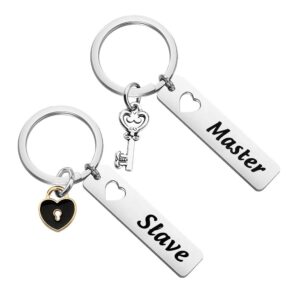 bauna couple gifts for boyfriend and girlfriend master slave keychain funny matching couple keychains set for him and her (master slave keychain set)