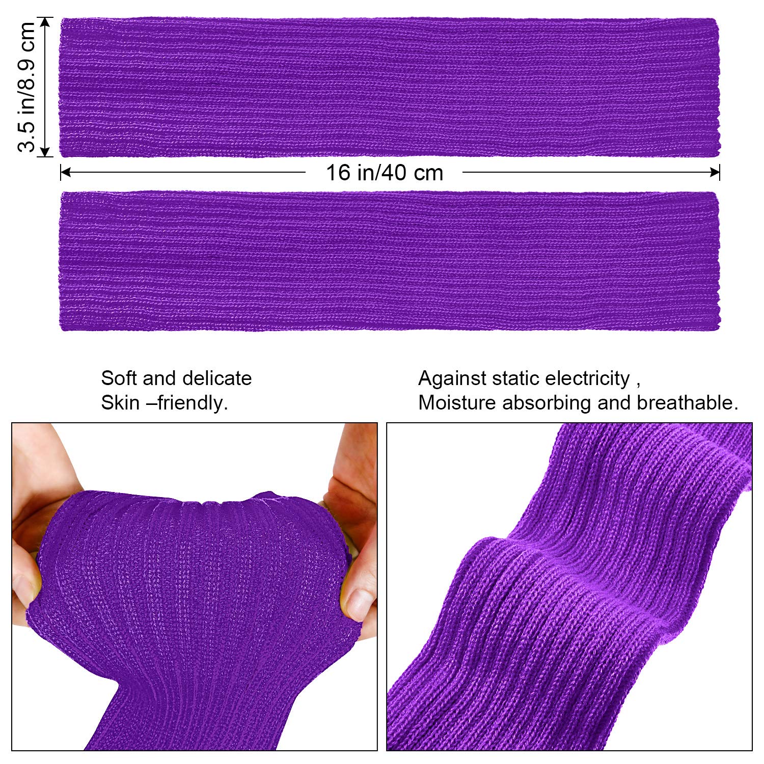 SATINIOR 80s Leg Warmers Set for Women Neon Workout Outfit, 80s Costumes Accessories Leg Warmers Running Headband Wristbands for Girls Party (Purple)