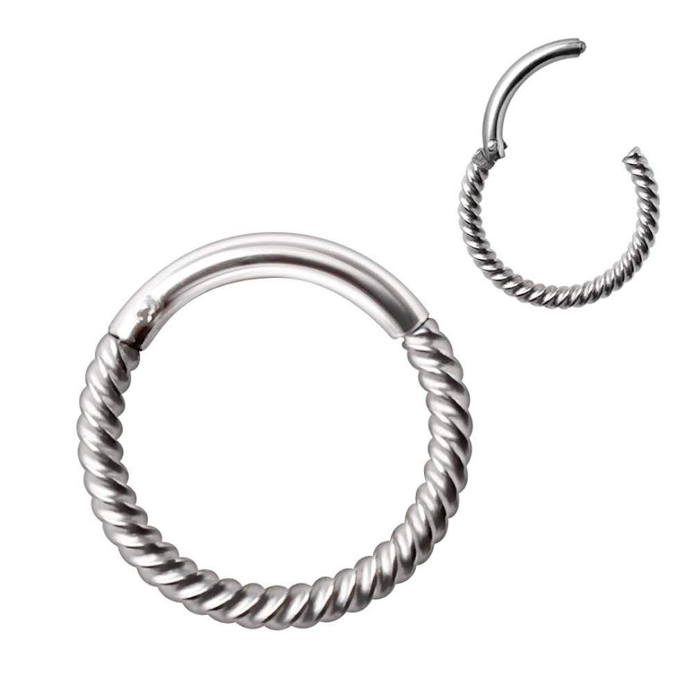 Covet Jewelry Stainless Steel Rope Design Seamless Clicker Ring