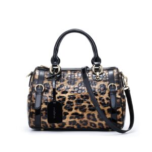 feimina genuine leather handbag purse crossbody bag patent leather shoulder bag fashion leopard print christmas gifts for women