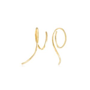 rs pure by ross-simons 14kt yellow gold endless swirl wire threader earrings