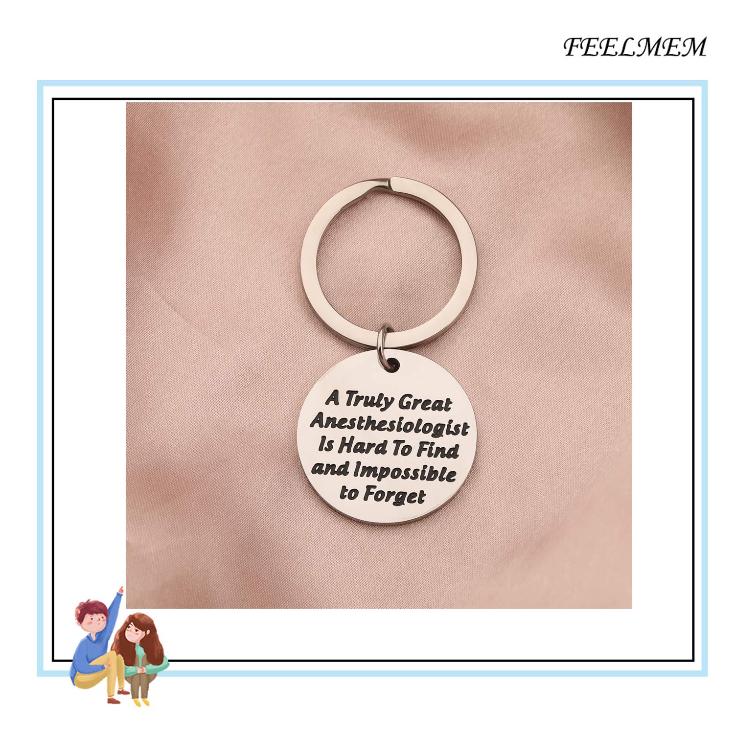 FEELMEM Anesthesiologist Gifts Anesthesiologist Technician Gift CRNAS Gift A Truly Great Anesthesiologist Is Hard To Find Keychain Gift for Anesthetist Doctor Nurse Anesthetist (silver)