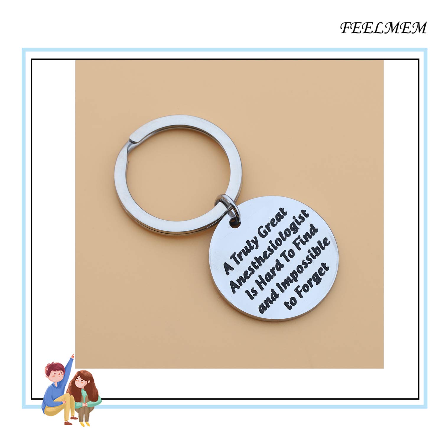 FEELMEM Anesthesiologist Gifts Anesthesiologist Technician Gift CRNAS Gift A Truly Great Anesthesiologist Is Hard To Find Keychain Gift for Anesthetist Doctor Nurse Anesthetist (silver)