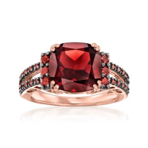 ross-simons 4.00 carat garnet and .31 ct. t.w. red diamond ring in 14kt rose gold. size 8