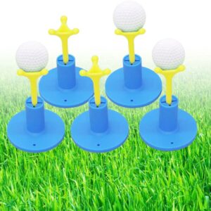 QHALEN Golf Rubber Tee Holder Set for Golf Driving Range Tee Practice Tool Pack of 5 (Blue)