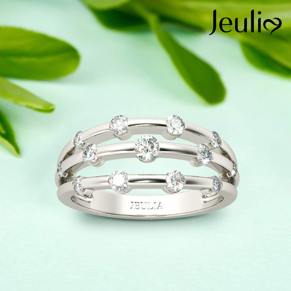 Jeulia 1 Carat Star RIngs for Women 925 Sterling Silver Cubic Zirconia Wedding Band CZ Solitaire Engagement Rings Anniversary Promise Romantic Jewelry Gift (9)