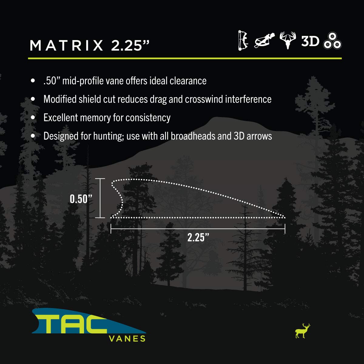 TAC Vanes 2.25" Matrix Shield Cut Vanes, White Vanes, Pack of 100, Vanes for Archery Bowhunting and Recreational Shooting