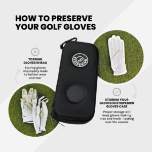 Stripebird - Original Performance Golf Glove Holder Case (Stealth Black) - Protect and Keep Golf Gloves Dry - Golf Glove Case for Moisture Free Storage - Golf Glove Organizer Case - Golf Case