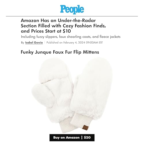 Funky Junque Faux Fur Mitten Convertible Fingerless Gloves: IVORY