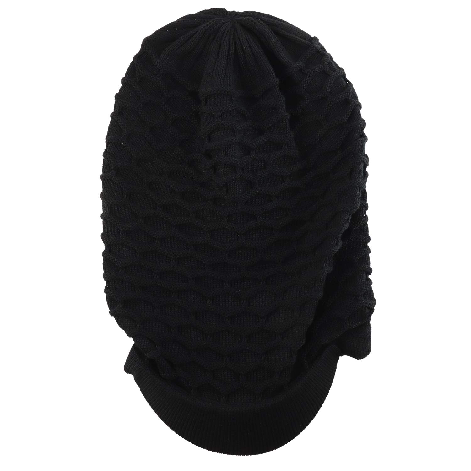 Armycrew Rasta RGY Dreadlock Reggae Cotton Oversize Long Beanie Visor Cap - Black