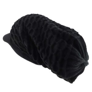 Armycrew Rasta RGY Dreadlock Reggae Cotton Oversize Long Beanie Visor Cap - Black