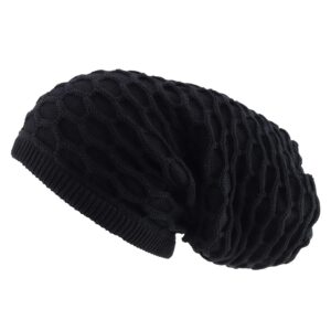 armycrew rasta dreadlock reggae 100% cotton deep crown long beanie hat - black