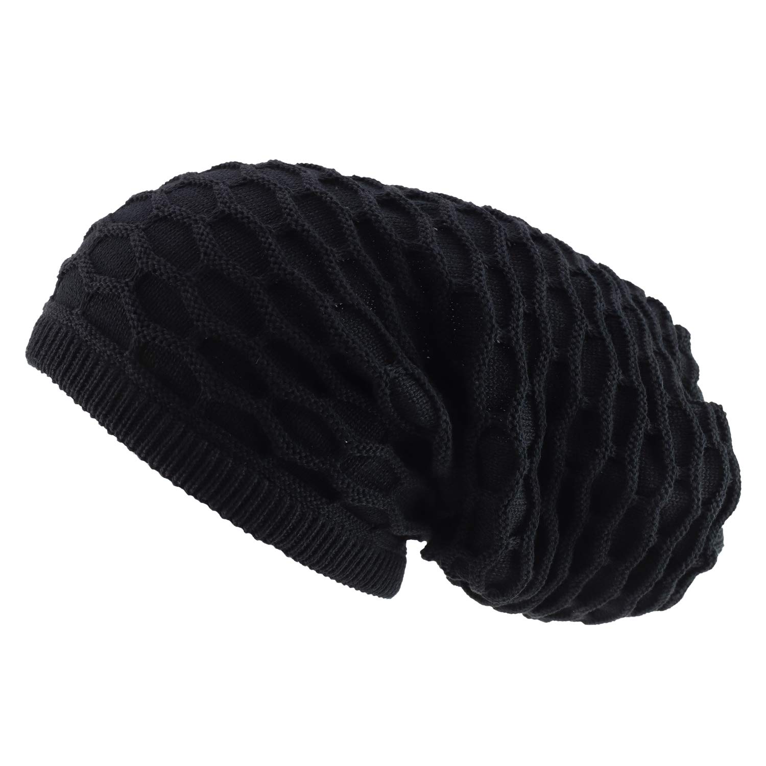 Armycrew Rasta Dreadlock Reggae 100% Cotton Deep Crown Long Beanie Hat - Black