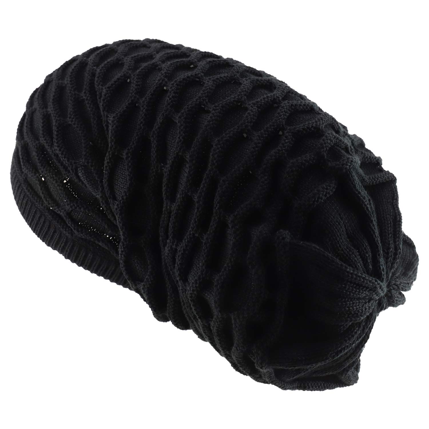 Armycrew Rasta Dreadlock Reggae 100% Cotton Deep Crown Long Beanie Hat - Black