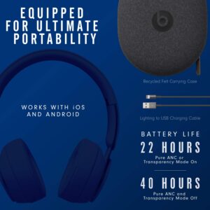 Beats Solo Pro Wireless Noise Cancelling On-Ear Headphones - Apple H1 Headphone Chip, Class 1 Bluetooth, Active Noise Cancelling, Transparency, 22 Hours of Listening Time - Dark Blue