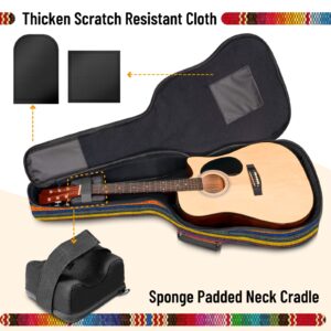 CAHAYA Acoustic Guitar Bag with Neck Cradle Bohemian Vintage Guitar Case 0.65in Thick Sponge Padded Guitar Case for 40 41 42 In Acoustic Classical Guitars CY0186