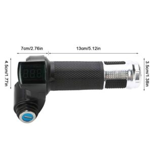 1Pair E-Bike Throttle Grip,12-84V Universal Electric Bicycle Scooter Wire Twist Throttle Grip with LCD Battery Voltage Display Key Knock