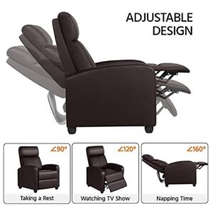 Yaheetech Padded Seat Recliner Chair Set of 2 Single Sofa Recliner Home Theater Seating PU Leather Upholstered Reclining Chair Brown