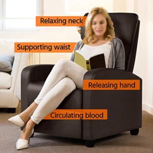 Yaheetech Padded Seat Recliner Chair Set of 2 Single Sofa Recliner Home Theater Seating PU Leather Upholstered Reclining Chair Brown