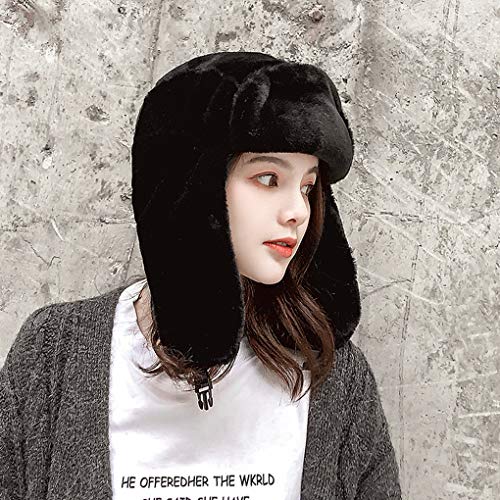 Winter Cozy Plush Ushanka Russian Hat Windproof Thermal Full Hood Earflap Hat Skull Cap Snowmobile Ski Hunting Trapper Hats for Adults Teens