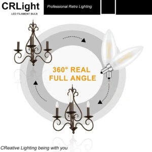 CRLight LED Candelabra Bulb 25W Equivalent 250LM, 3000K Soft White 2W LED Chandelier Light Bulbs, E12 Vintage Edison B10 Frosted Glass Dimmable LED Candle Bulbs, 6 Pack