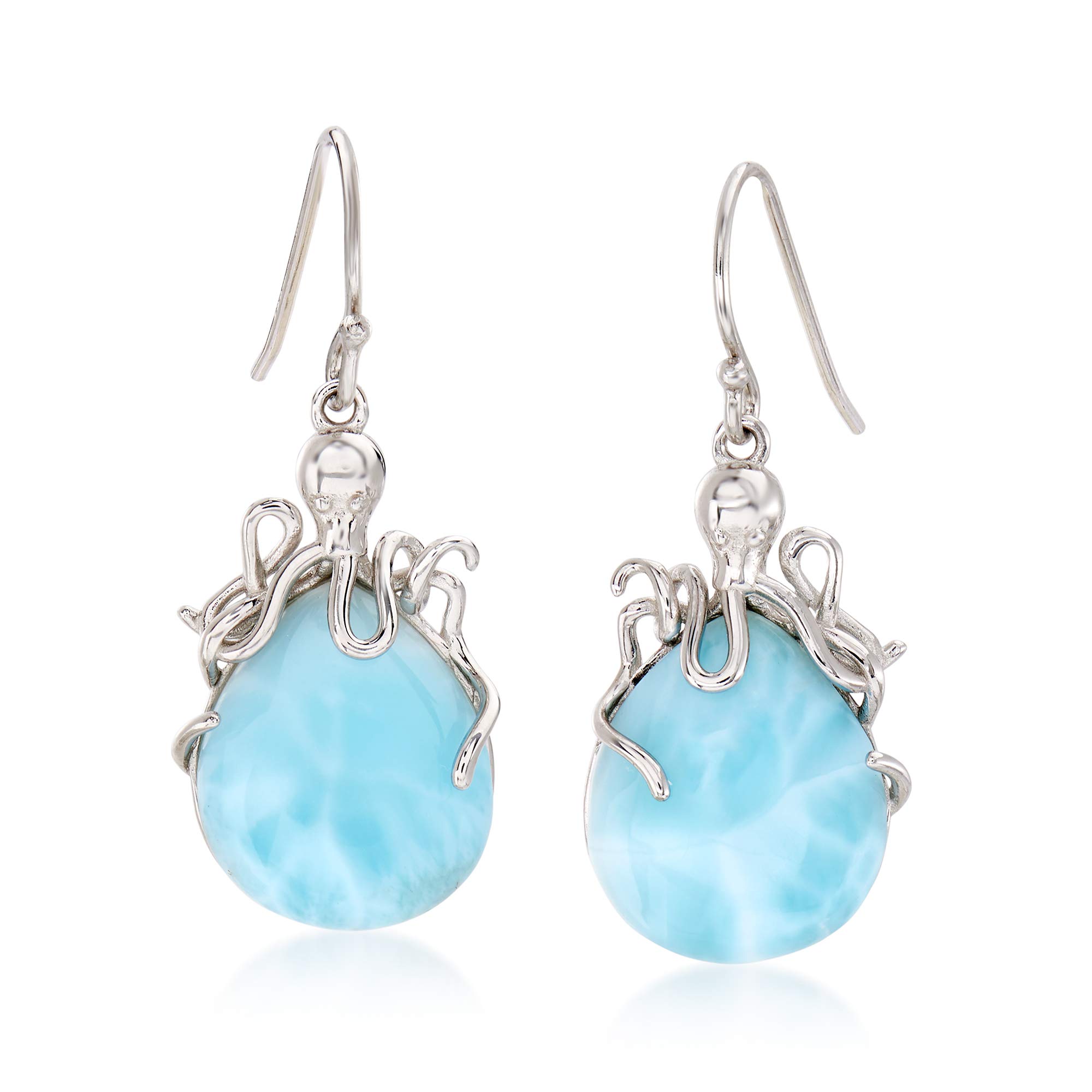 Ross-Simons Larimar Octopus Drop Earrings in Sterling Silver