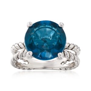 ross-simons 6.75 carat london blue topaz open-space roped ring in sterling silver. size 8