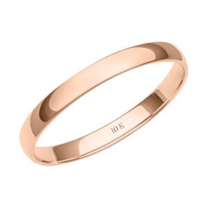 women's 2mm solid gold rings – classic, lightweight 10k rose gold jewelry; durable plain wedding band for women; comfortable, well-polished womens wedding bands, size 7, by brilliant expressions