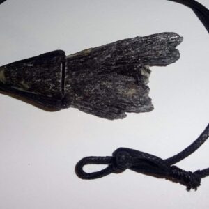 ( Sublime Gifts ) Raw Black Kyanite fan blade Rough Natural Crystal Healing Gemstone Wrapped Pendant with Soft Cord 22" Necklace