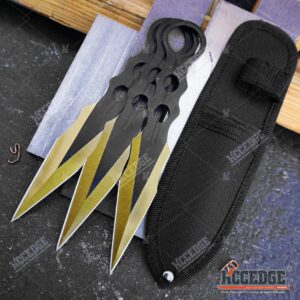 KCCEDGE BEST CUTLERY SOURCE Tactical Knife Survival Knife Hunting Knife Throwing Knives Set Fixed Blade Knife Razor Sharp Edge Camping Accessories Camping Gear Survival Kit Survival Gear 74663 (Gold)