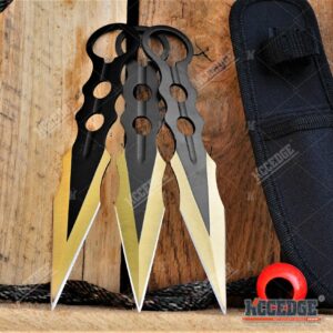 KCCEDGE BEST CUTLERY SOURCE Tactical Knife Survival Knife Hunting Knife Throwing Knives Set Fixed Blade Knife Razor Sharp Edge Camping Accessories Camping Gear Survival Kit Survival Gear 74663 (Gold)