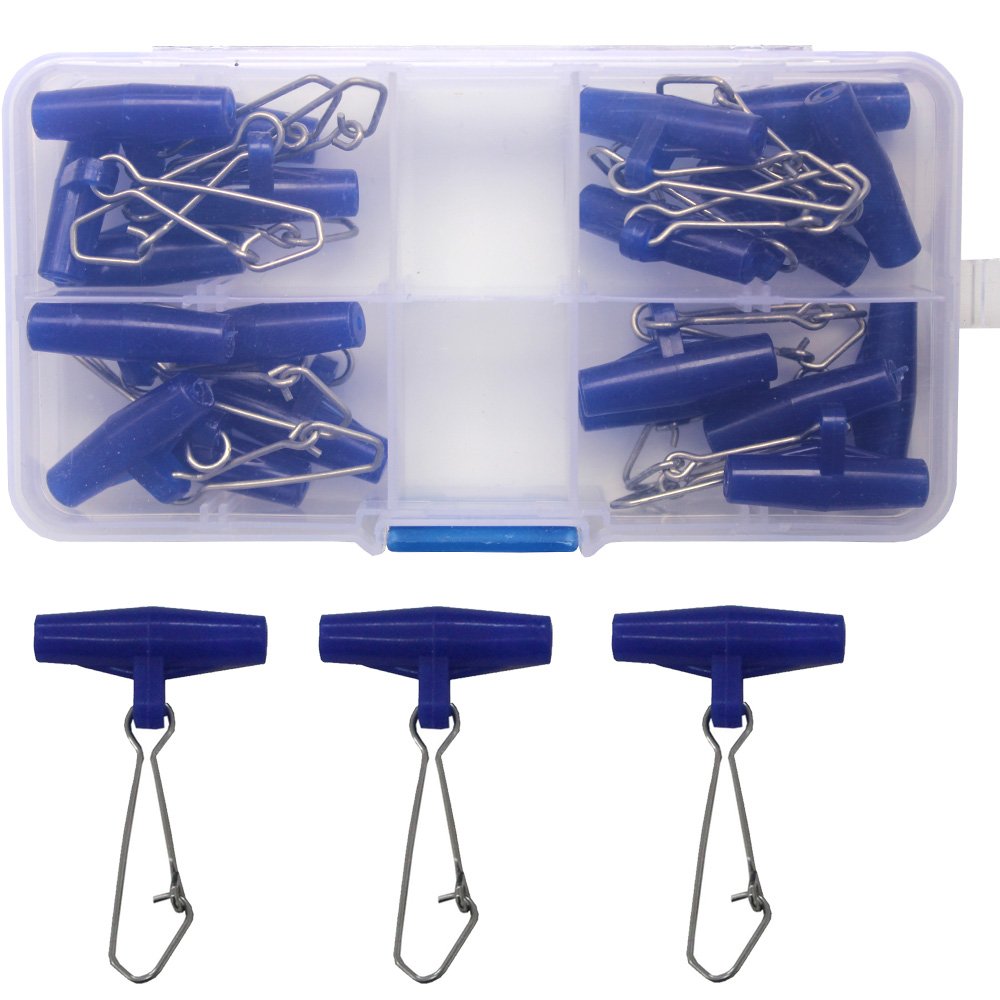 40pcs Strength Duty Blue Fishing Line Slides with Nice Snap High Strength Fish Slider Tackle Box Kit