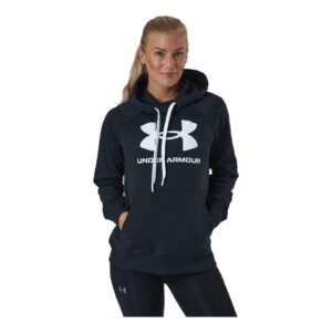 under armour womens rival fleece logo hoodie , black (001)/black , xx-large