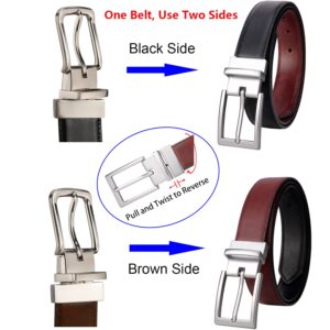 Lavemi Mens Belt Reversible 100% Italian Leather Dress Casual,One Reverse for 2 Colors,Trim to Fit(21863-4 110)