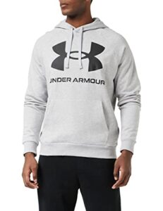 under armour mens rival fleece big logo hoodie , mod gray light heather (011)/black , small