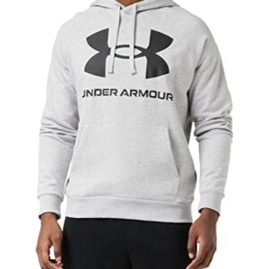 Under Armour Mens Rival Fleece Big Logo Hoodie , Mod Gray Light Heather (011)/Black , Small