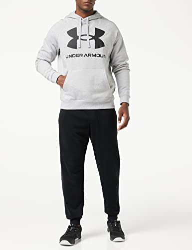 Under Armour Mens Rival Fleece Big Logo Hoodie , Mod Gray Light Heather (011)/Black , Small