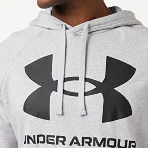 Under Armour Mens Rival Fleece Big Logo Hoodie , Mod Gray Light Heather (011)/Black , Small