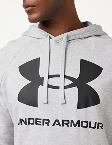 Under Armour Mens Rival Fleece Big Logo Hoodie , Mod Gray Light Heather (011)/Black , Small