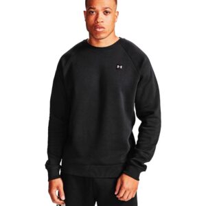 under armour mens rival fleece crew t-shirt , black (001)/onyx white , x-large