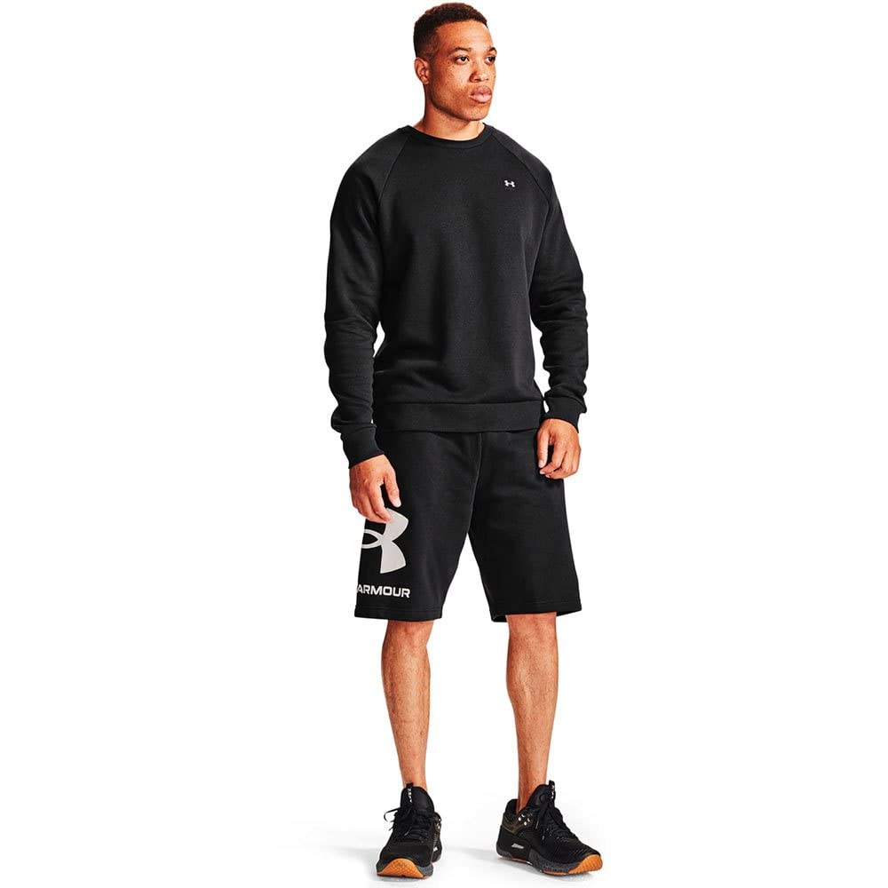 Under Armour Mens Rival Fleece Crew T-Shirt , Black (001)/Onyx White , X-Large