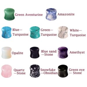 Oyaface 4G Mixed Stone Ear Plugs Kit Stretching Earrings Gauges Set Saddle Double Flare Expander Tunnels for Men Women Earrings Body Piercing Jewelry, 22 Pcs