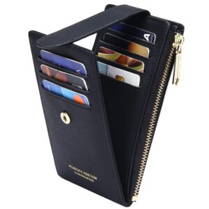 badiya rfid card holder wallet for women slim wallets bifold multi card case zipper coin purse