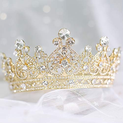 Makone Gold Tiara Crown for Women Girls, Crowns Tiaras Hair Accessories for Birthday Wedding Prom Bridal Party Halloween Costume Christmas Gifts