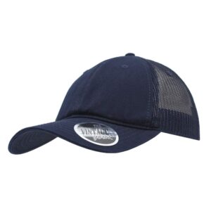 the vintage year washed cotton unstructured soft mesh adjustable trucker baseball cap (navy)