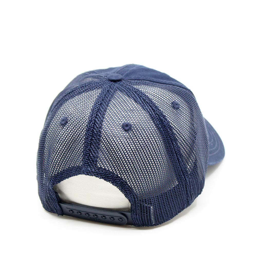 The Vintage Year Washed Cotton Unstructured Soft Mesh Adjustable Trucker Baseball Cap (Navy)