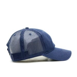 The Vintage Year Washed Cotton Unstructured Soft Mesh Adjustable Trucker Baseball Cap (Navy)