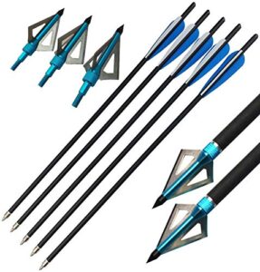 ameyxgs crossbow arrows hunting carbon arrow 18" 20" 22" crossbow bolts with 4" vanes feather and replaced arrowhead for outdoor bow hunting (6 pcs 18 '')